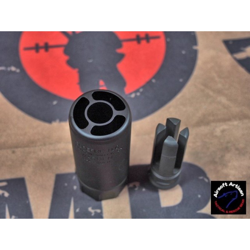 AIRSOFT ARTISAN SF STYLE MUZZLE BRAKE + 4 PRONG FLASH HIDER (BK)