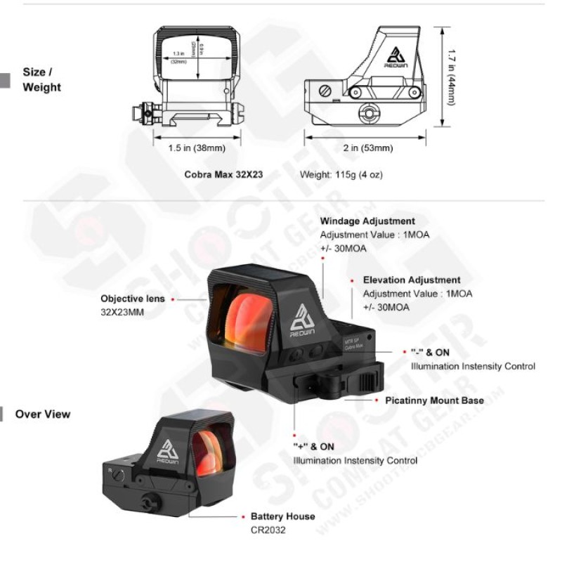REDWIN Cobra Max MTR SP 32X23 Reticle Reflex Sight
