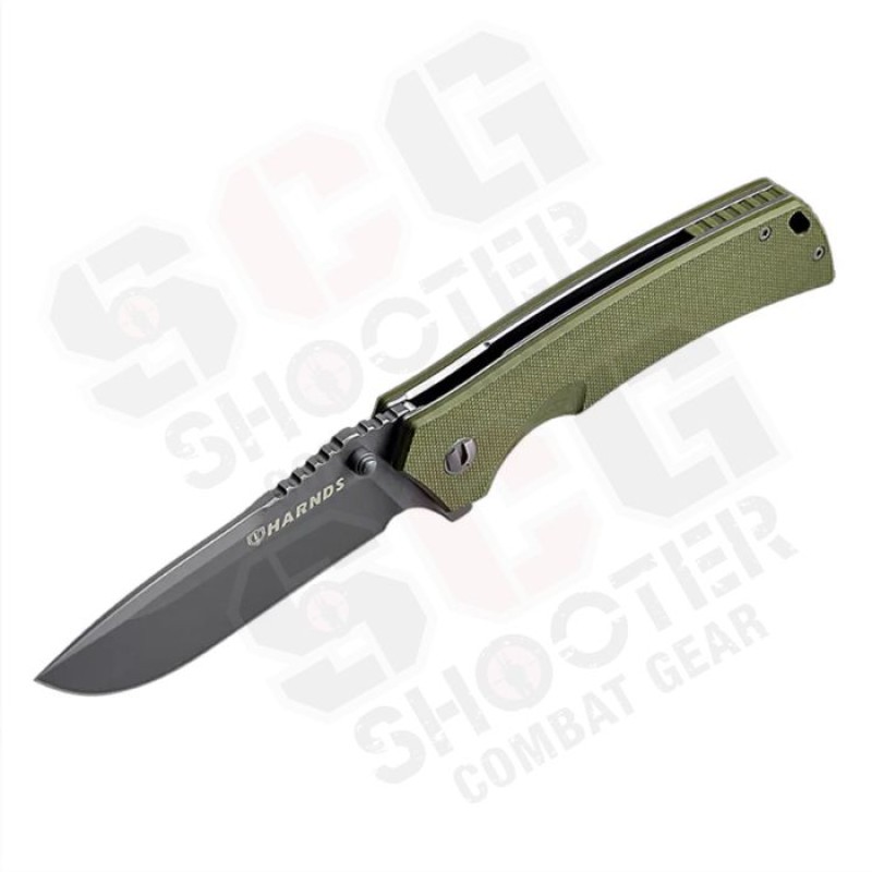 HARNDS Warrior Folding Knives- Green -Grey Titanium
