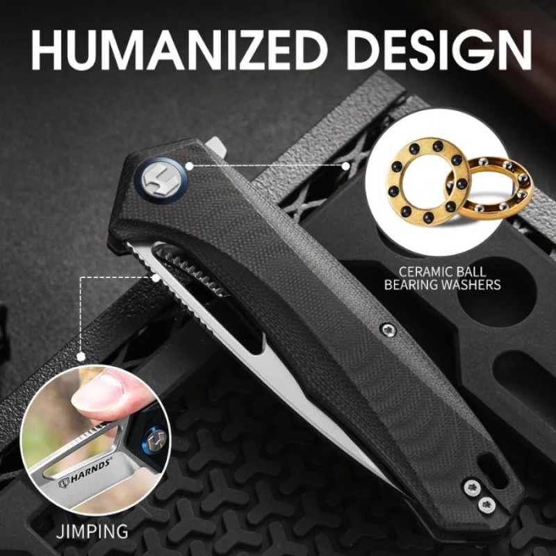 HARNDS Alcor Folding Knives- Green- Gray Titanium