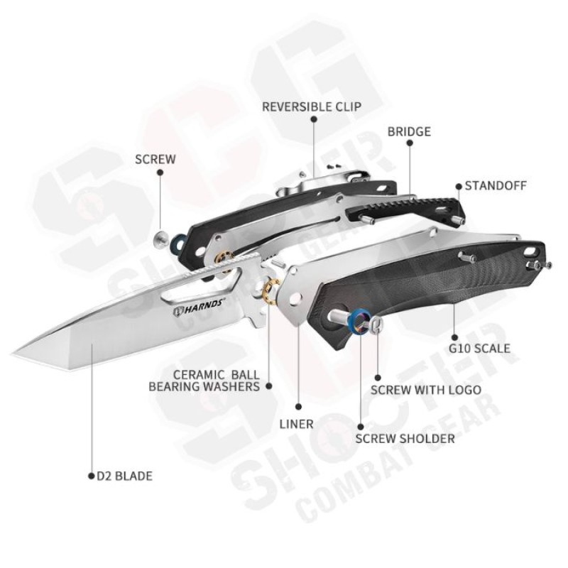 HARNDS Alcor Folding Knives- Green- Gray Titanium