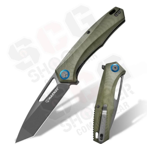HARNDS Alcor Folding Knives- Green- Gray Titanium