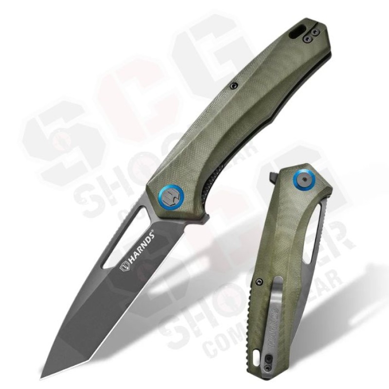 HARNDS Alcor Folding Knives- Green- Gray Titanium